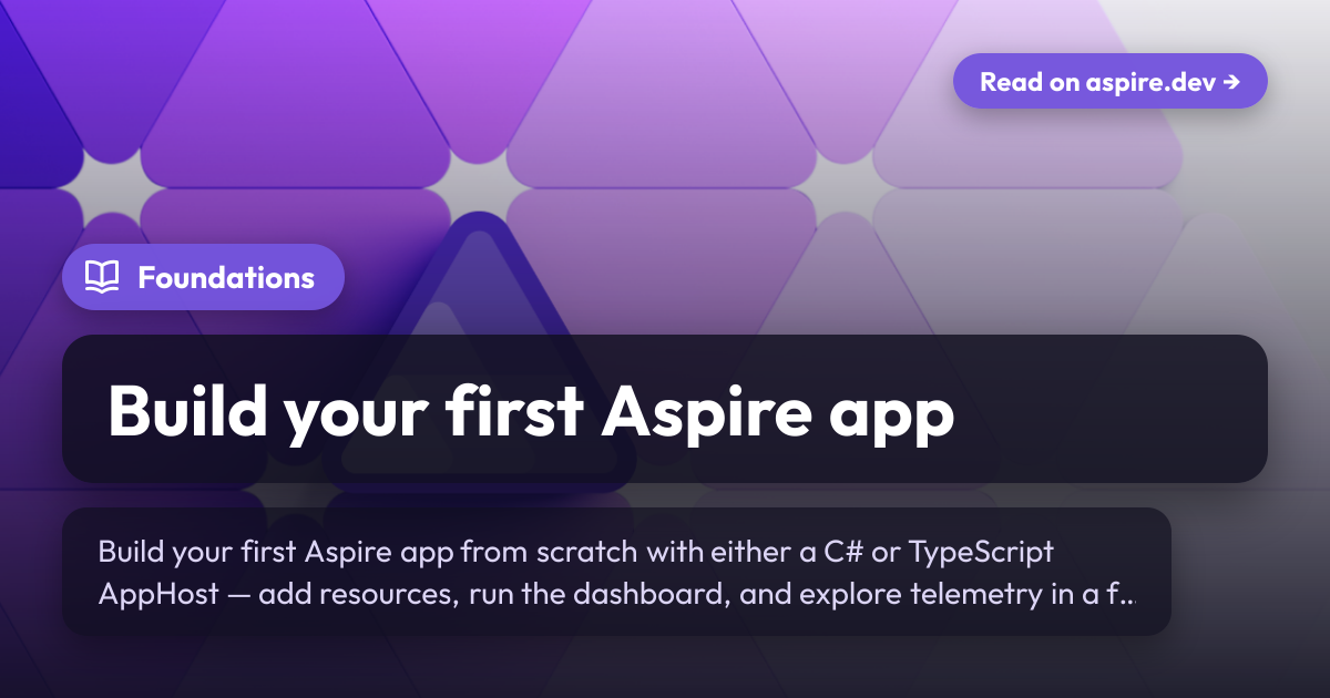 Build your first Aspire app | Aspire