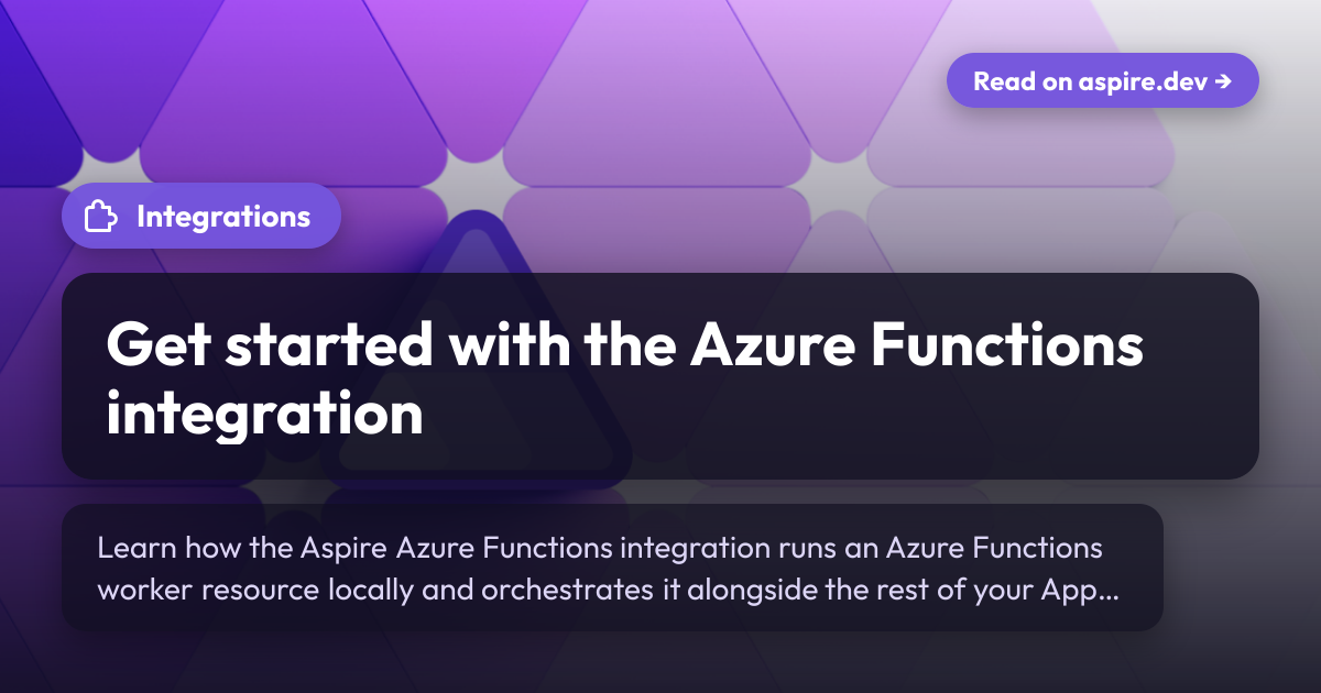 Get started with the Azure Functions integration | Aspire