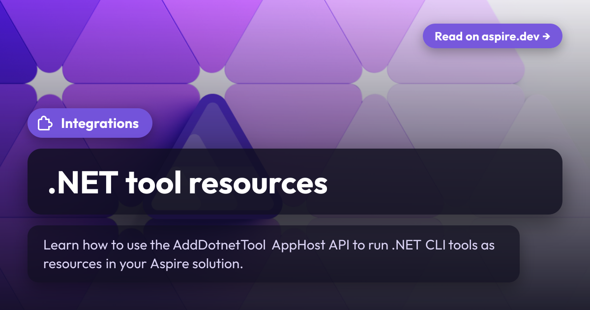 .NET tool resources | Aspire